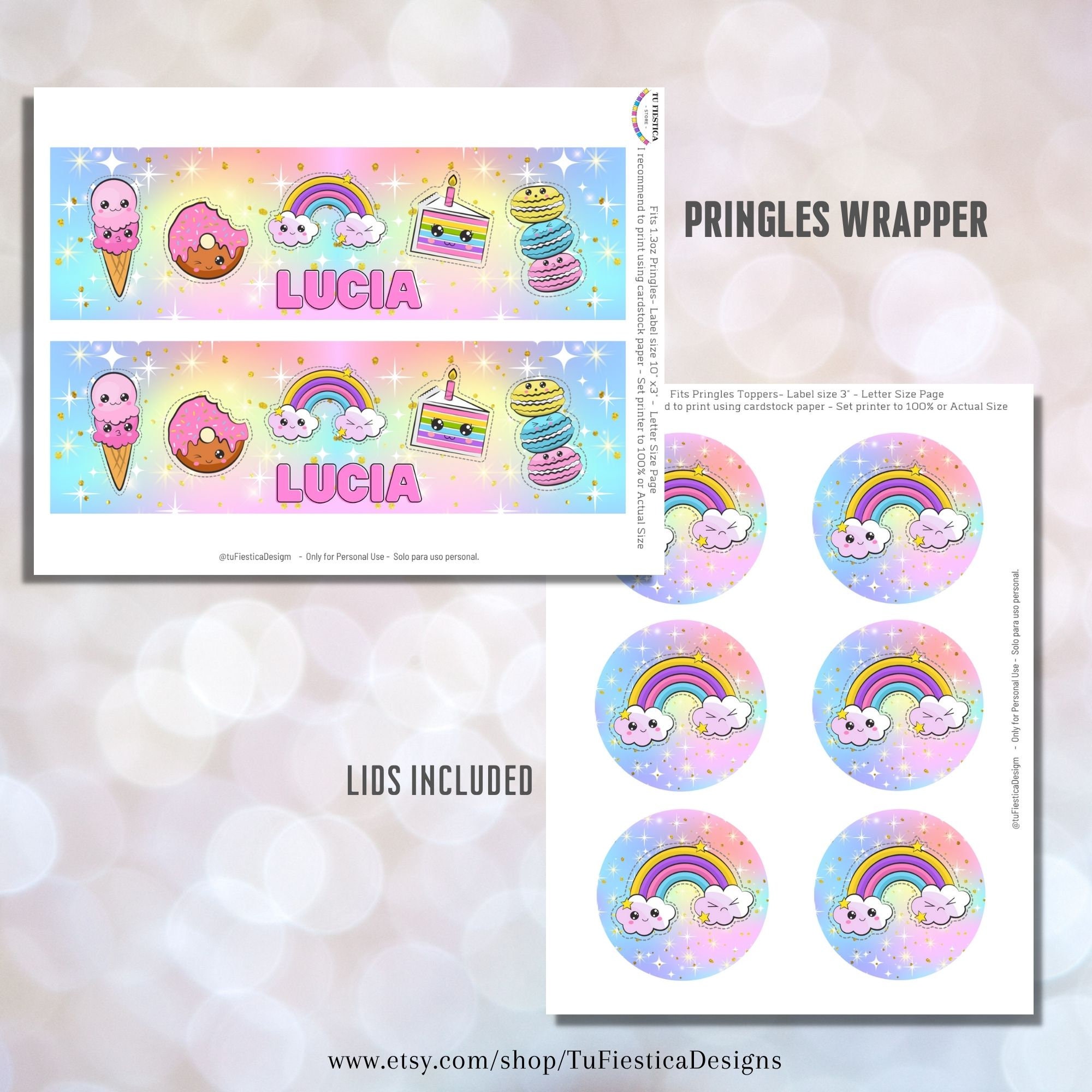 Personalize Kawaii Party Printables / Cute Rainbow Birthday Party ...