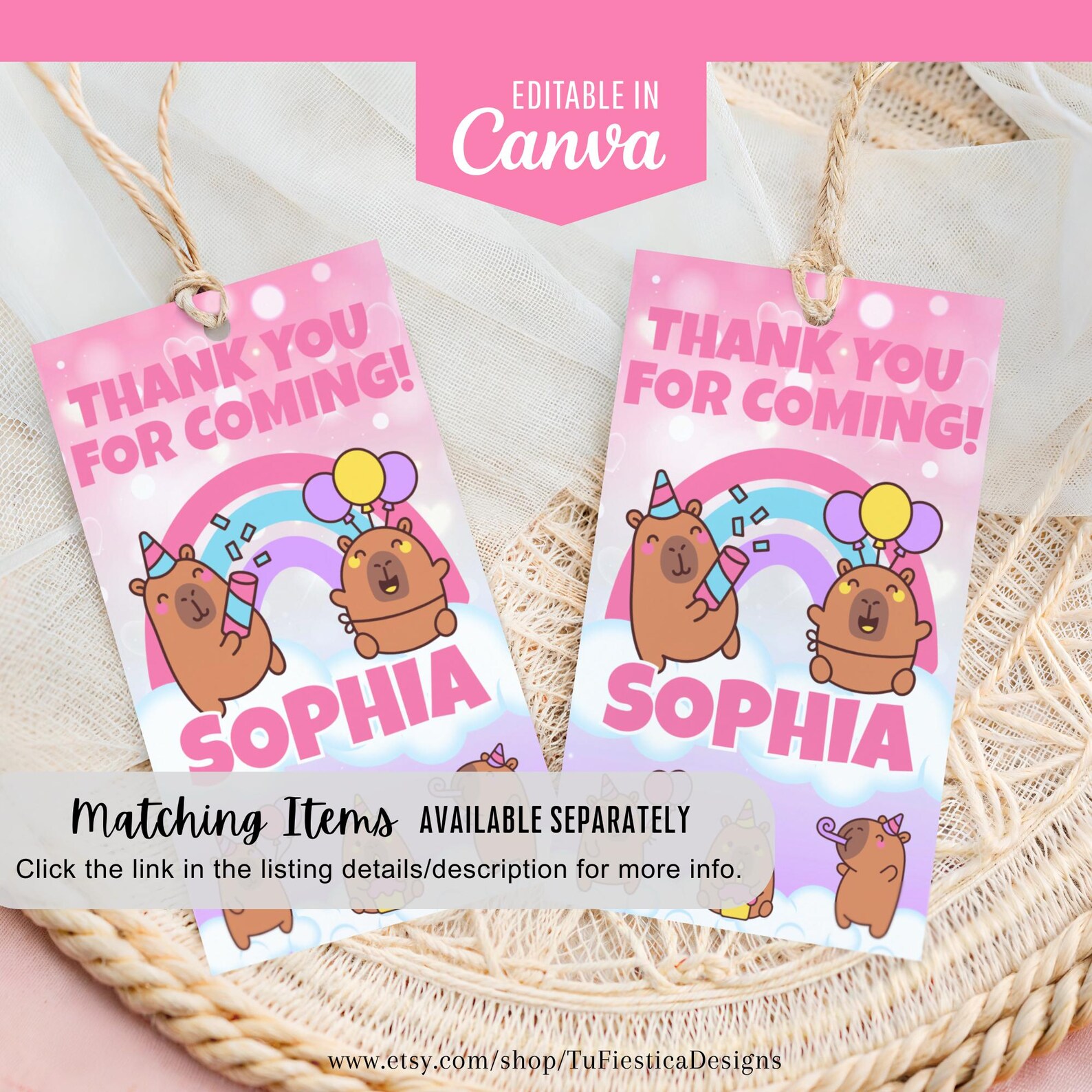 Editable Capybara Birthday Banner Printable | Carpincho Party Decor ...