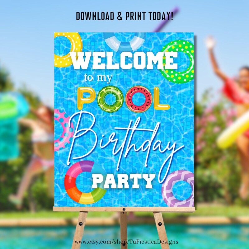 Pool Party Banner - Etsy