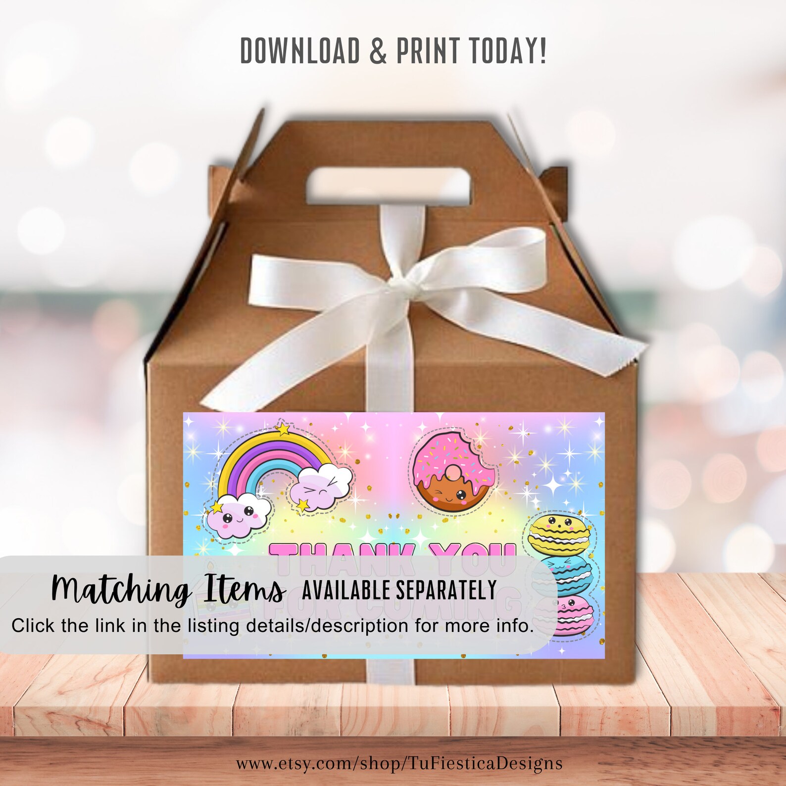 Cute Kawaii Water Bottle Labels Girls Birthday Party Pink Donut Decor ...