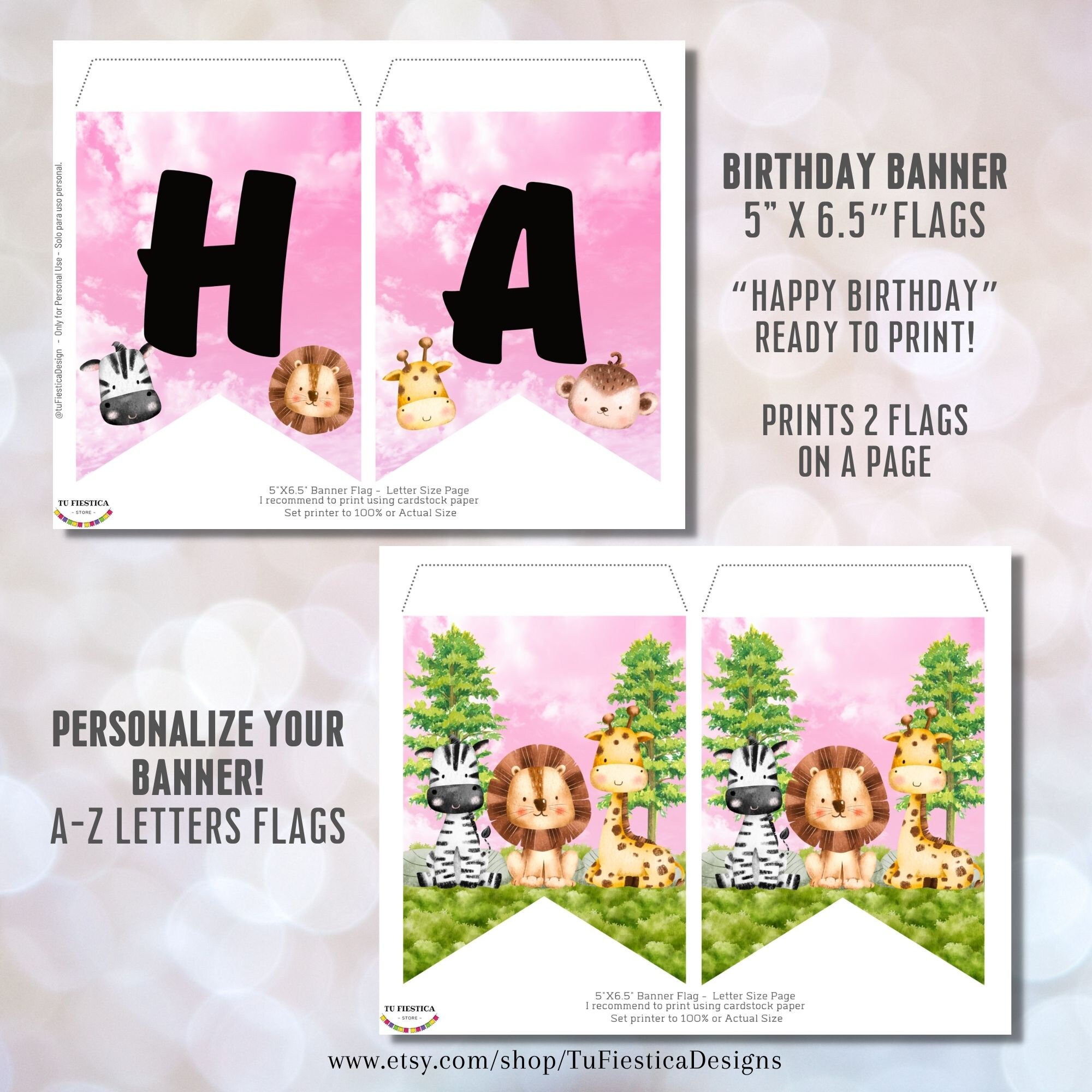 Personalize Safari Animals Party Printables / Wild Animal Birthday ...