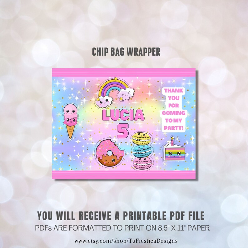 Personalize Kawaii Party Printables / Cute Rainbow Birthday Party ...