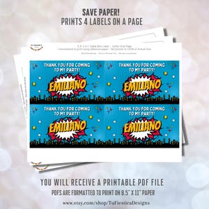 Superhero Comic Gable Box Favor Label | Printable for Birthday Party ...