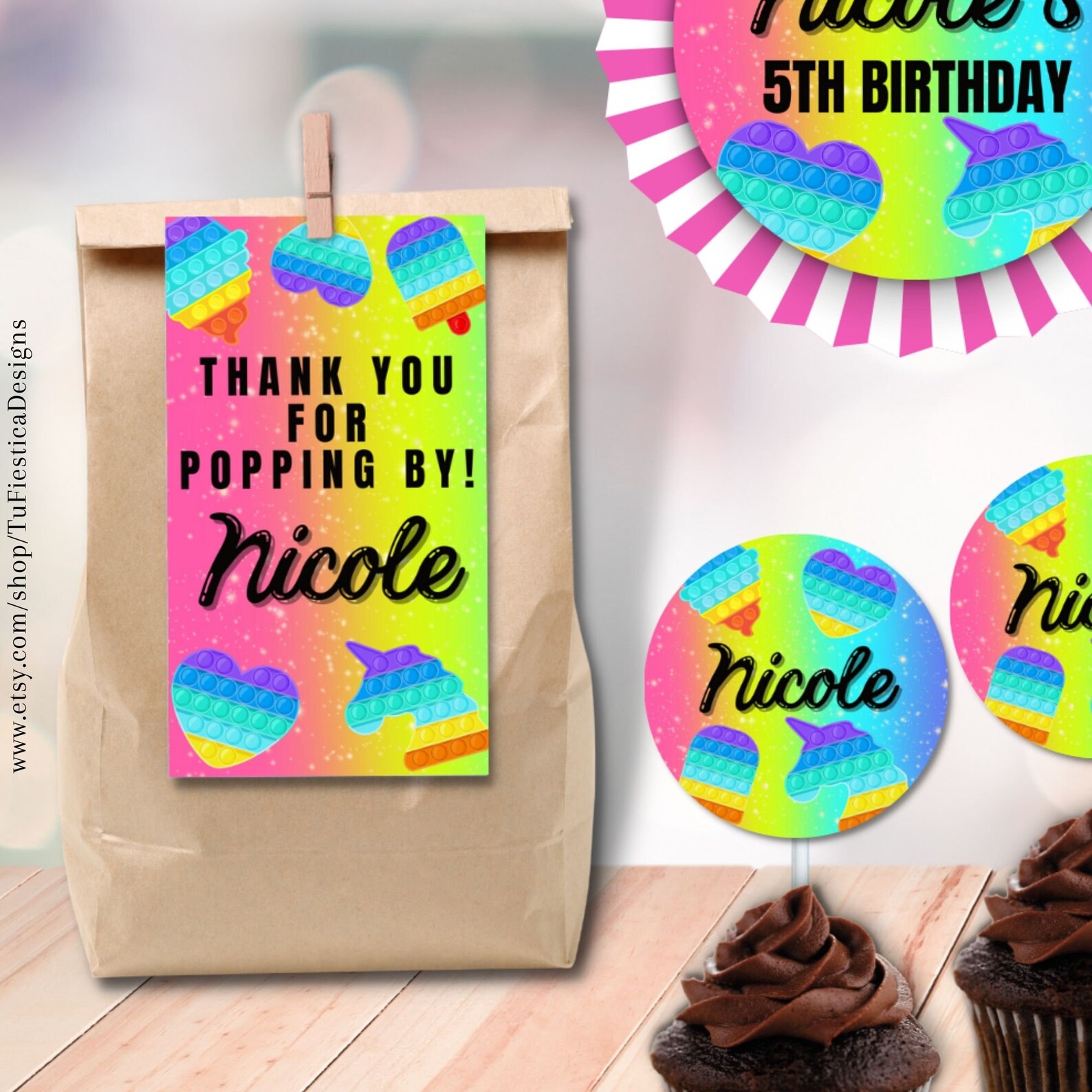 Pop It Party Printables / Pop Fidget Toy Birthday Bundle Kit Banner ...