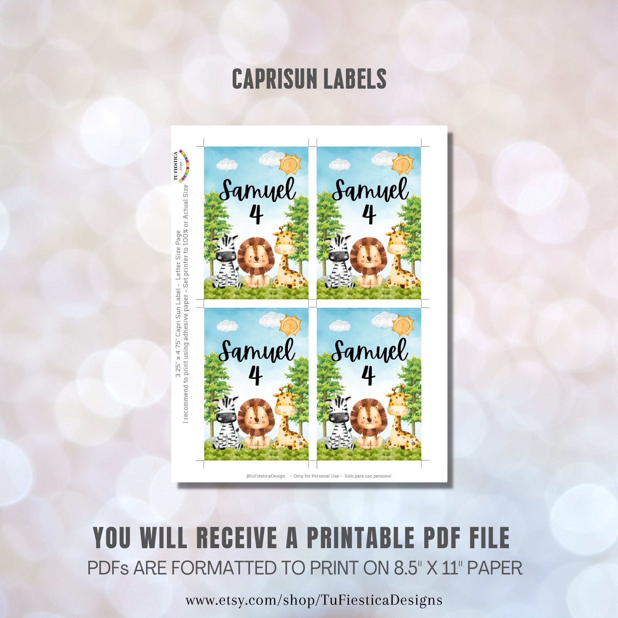 Personalize Safari Animals Party Printables / Wild Animal Birthday ...