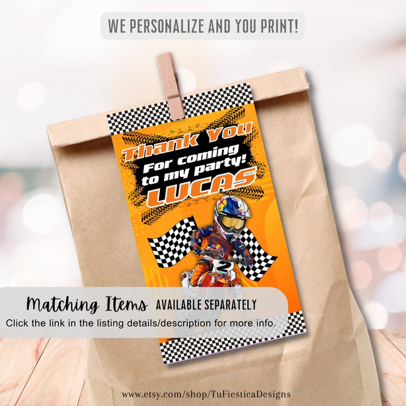 Motocross Chip Bag Wrapper | Dirt Bike Party Favor | Personalized Name ...