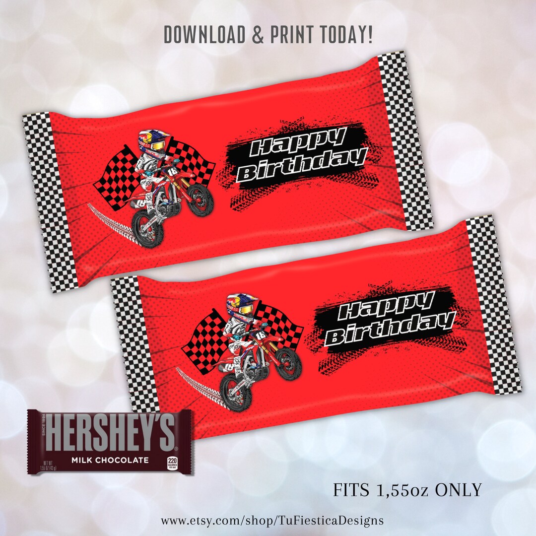 Motocross Chocolate Bar Wrapper Candy Bar Favor Treat Boys Birthday ...