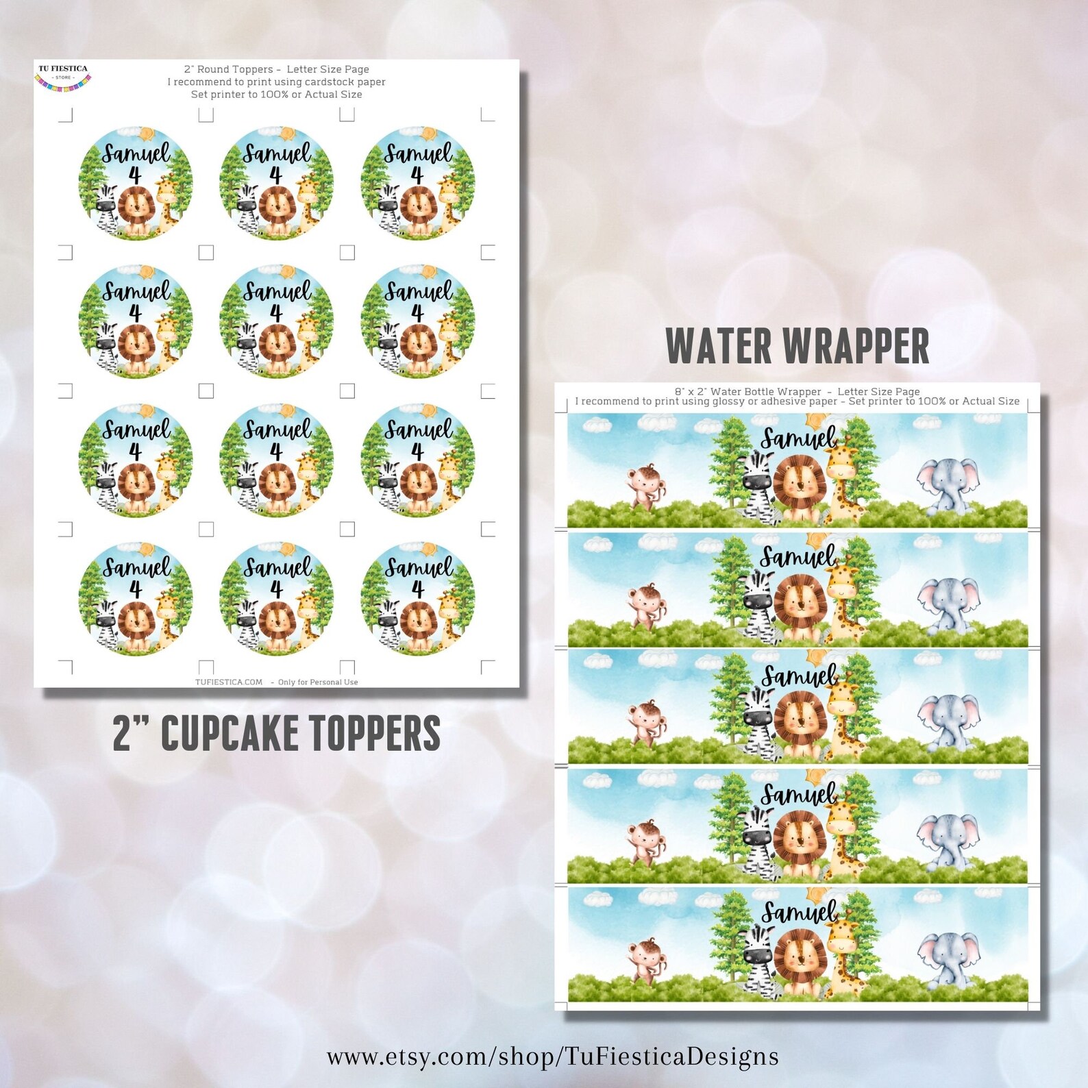 Personalize Safari Animals Party Printables / Wild Animal Birthday ...