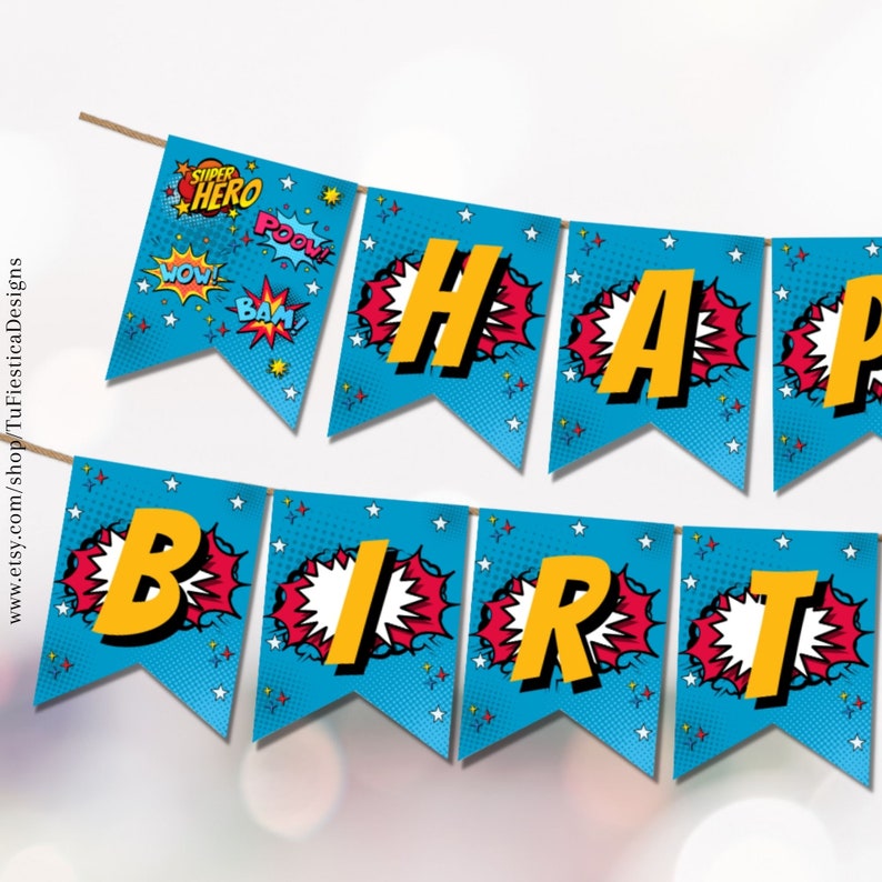 Superhero Comic Party Printables / Pop up Bundle Kit / Banner Labels ...
