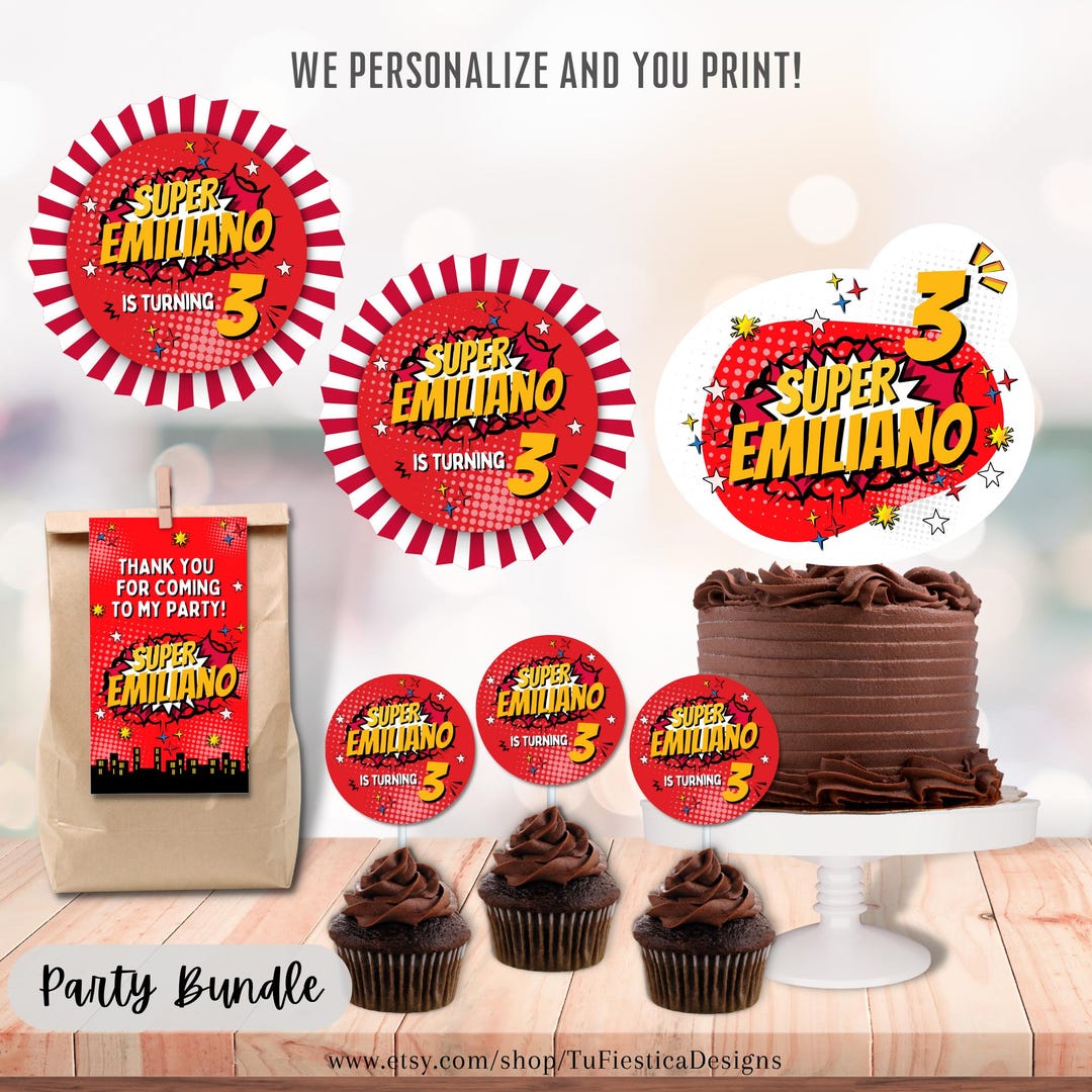 Superhero Comic Party Bundle Kit Printables | Personalized Name & Age ...