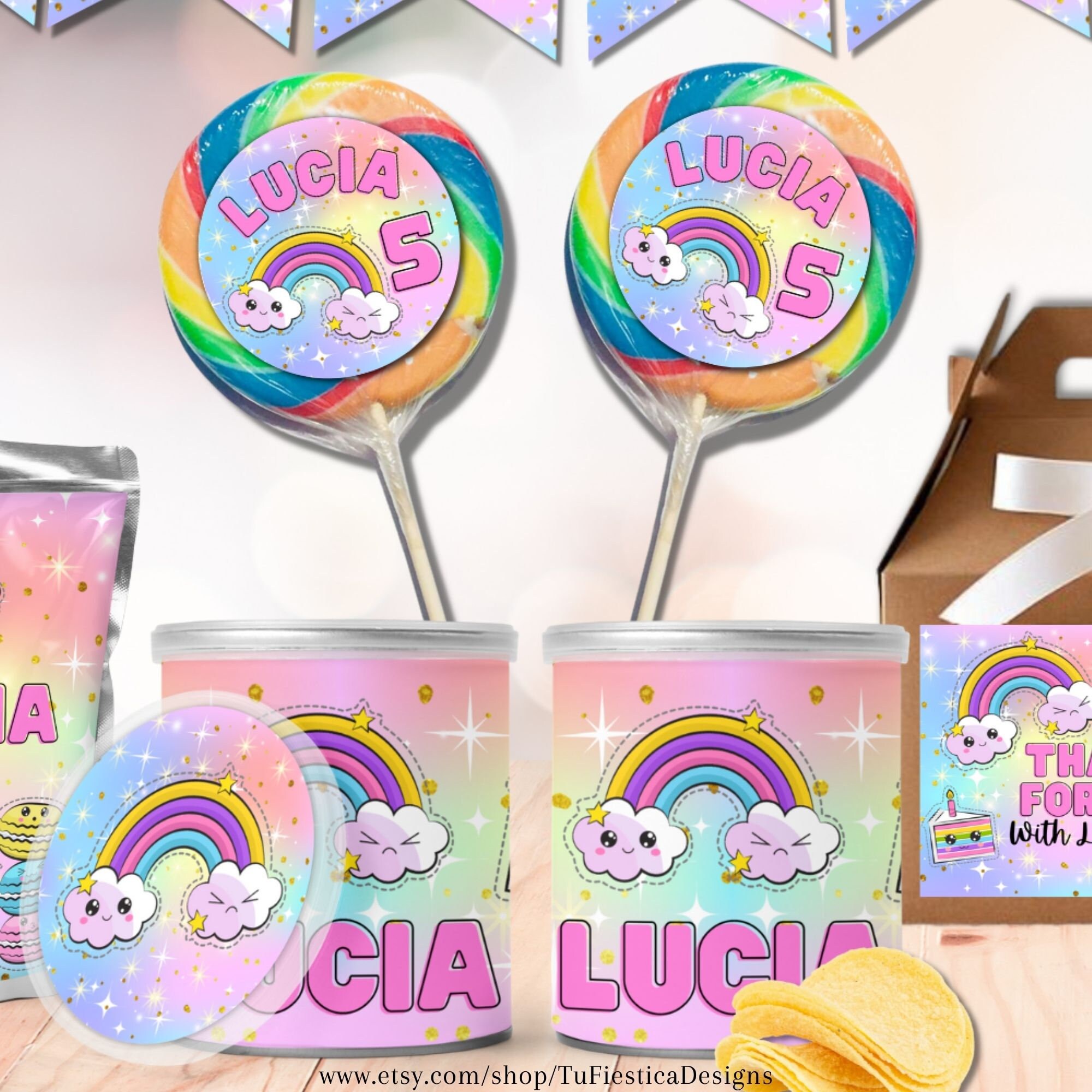 Personalize Kawaii Party Printables / Cute Rainbow Birthday Party ...