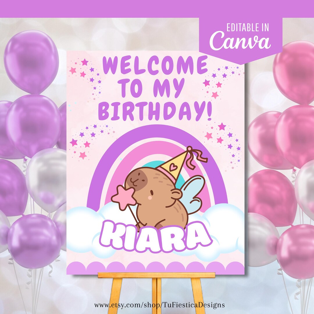 Editable Capybara Welcome Sign | Carpincho Printable Canva Template ...