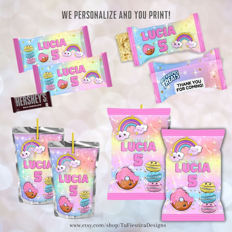 Personalize Kawaii Party Printables / Cute Rainbow Birthday Party ...