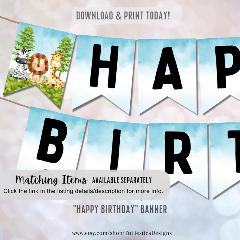 Safari Animals Welcome Sign | Personalized Name & Age | Printable ...