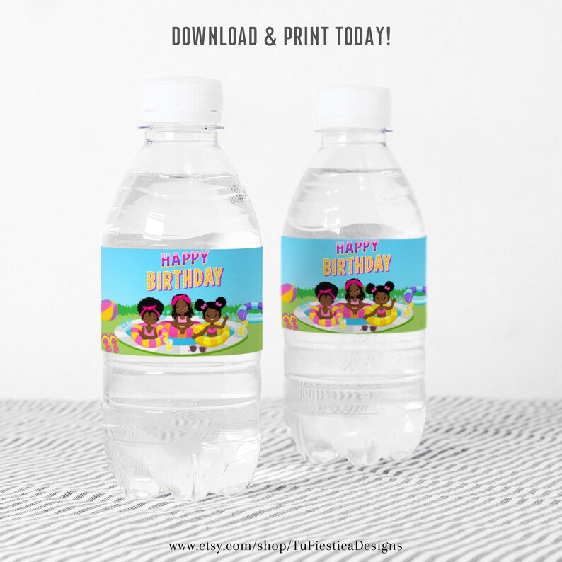 Pool Party Water Bottle Labels Summer Birthday Decoration Birthday Pool ...