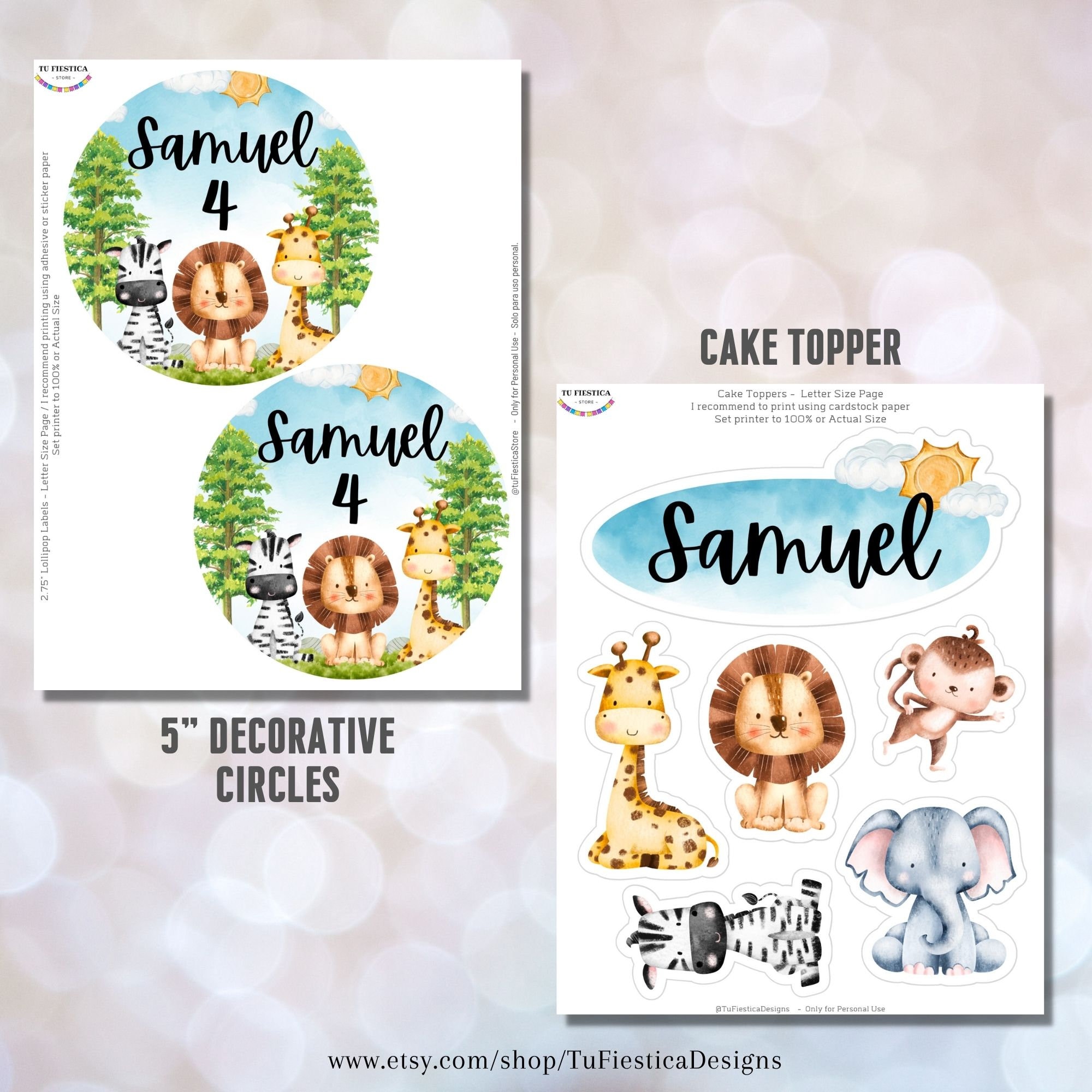 Personalize Safari Animals Party Printables / Wild Animal Birthday ...