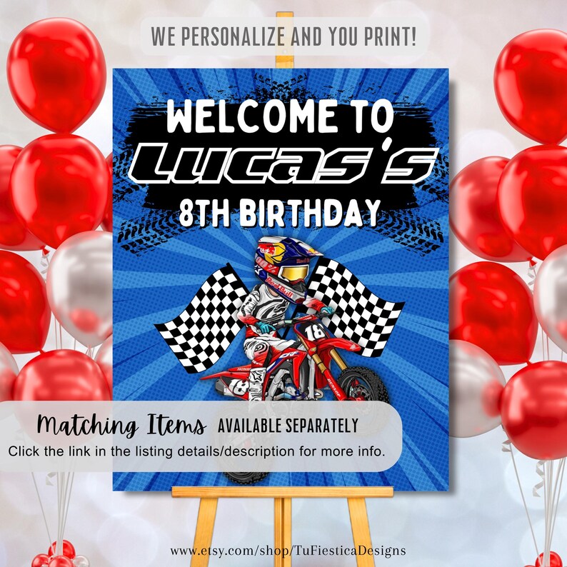 Motocross Water Bottle Label | Dirt Bike Birthday Decor | Personalized ...
