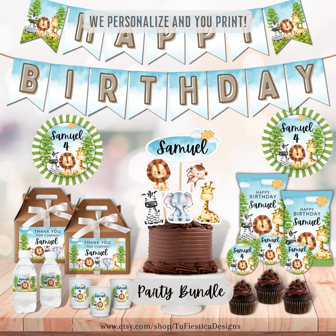 Personalize Safari Animals Party Printables / Wild Animal Birthday ...