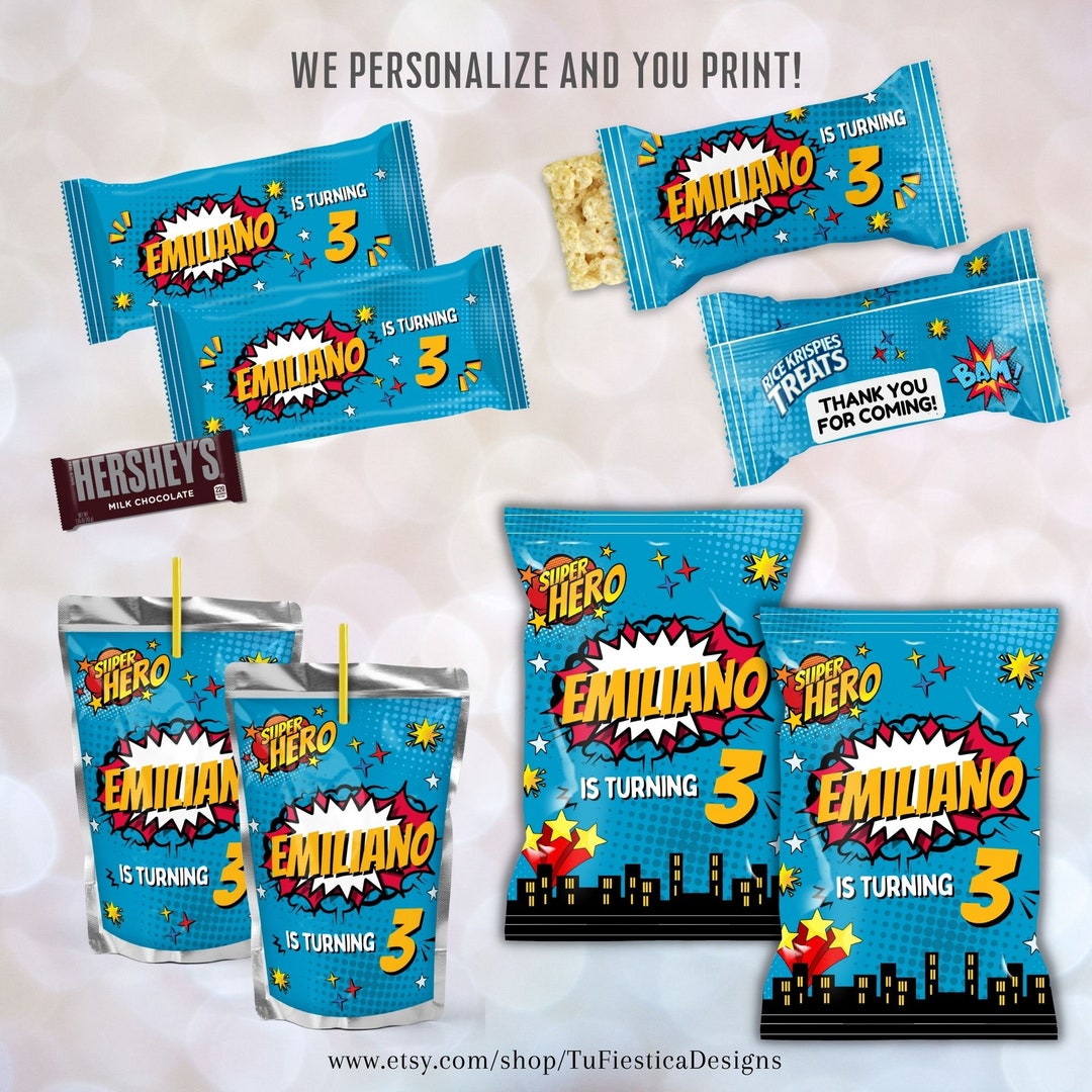 Superhero Comic Party Printables / Pop up Bundle Kit / Chip Bag Capri ...