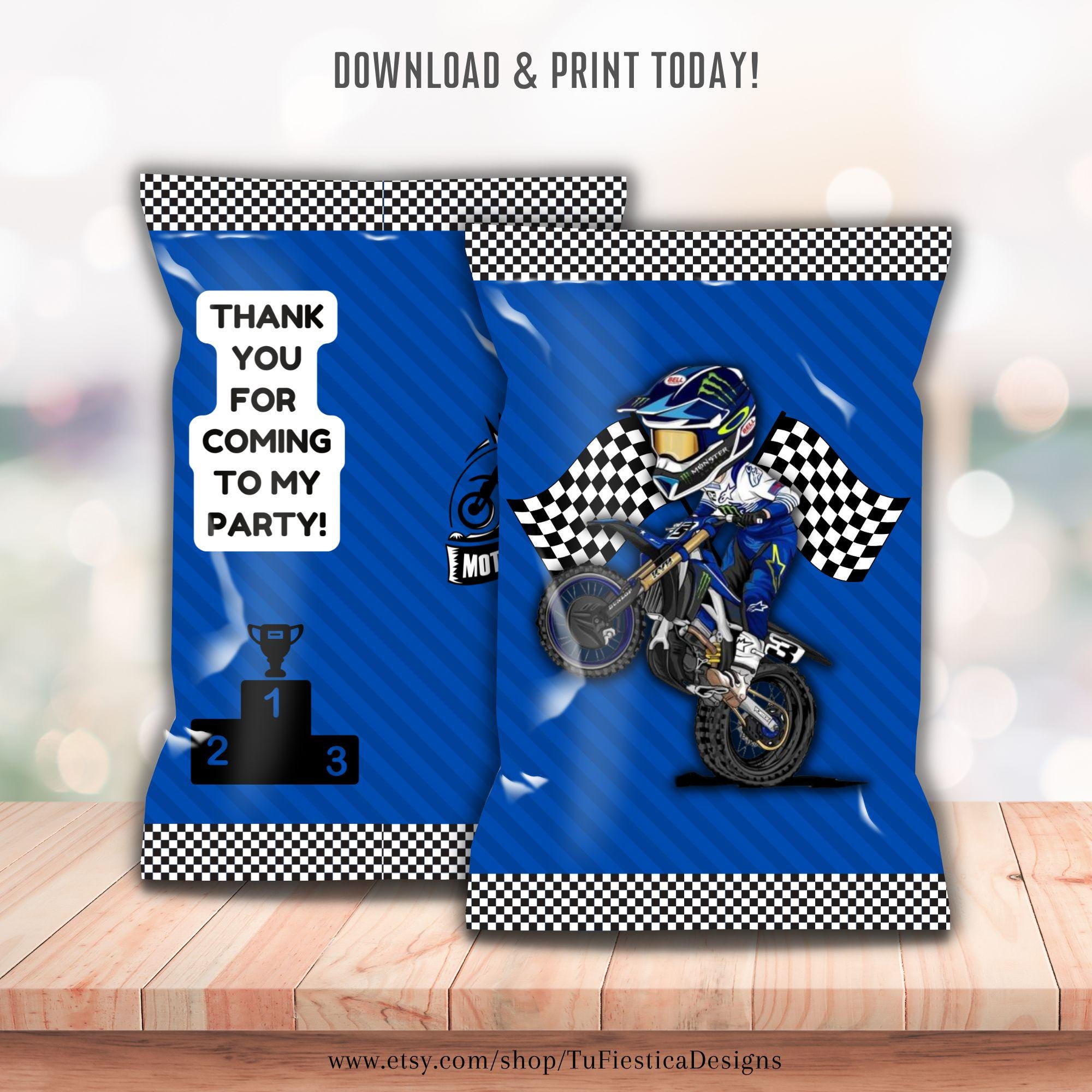 Motocross Chip Bag Wrappers Printable | Dirt Bike Party Favor ...