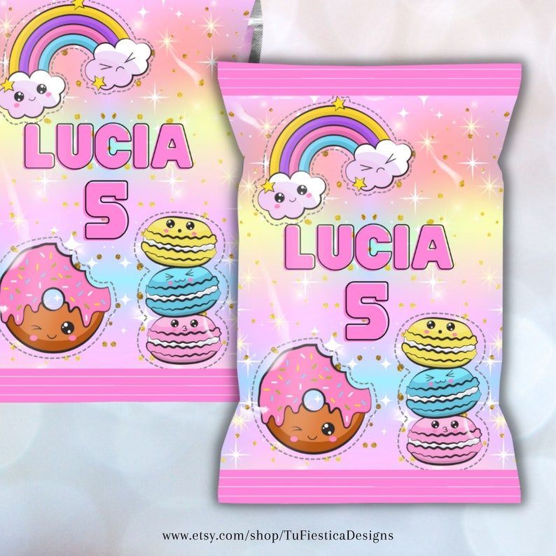 Personalize Kawaii Party Printables / Cute Rainbow Birthday Party ...