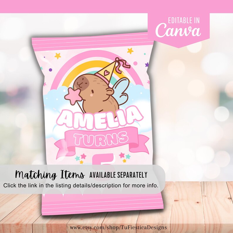 Editable Capybara Gable Box Favor Label | Carpincho Birthday Party ...