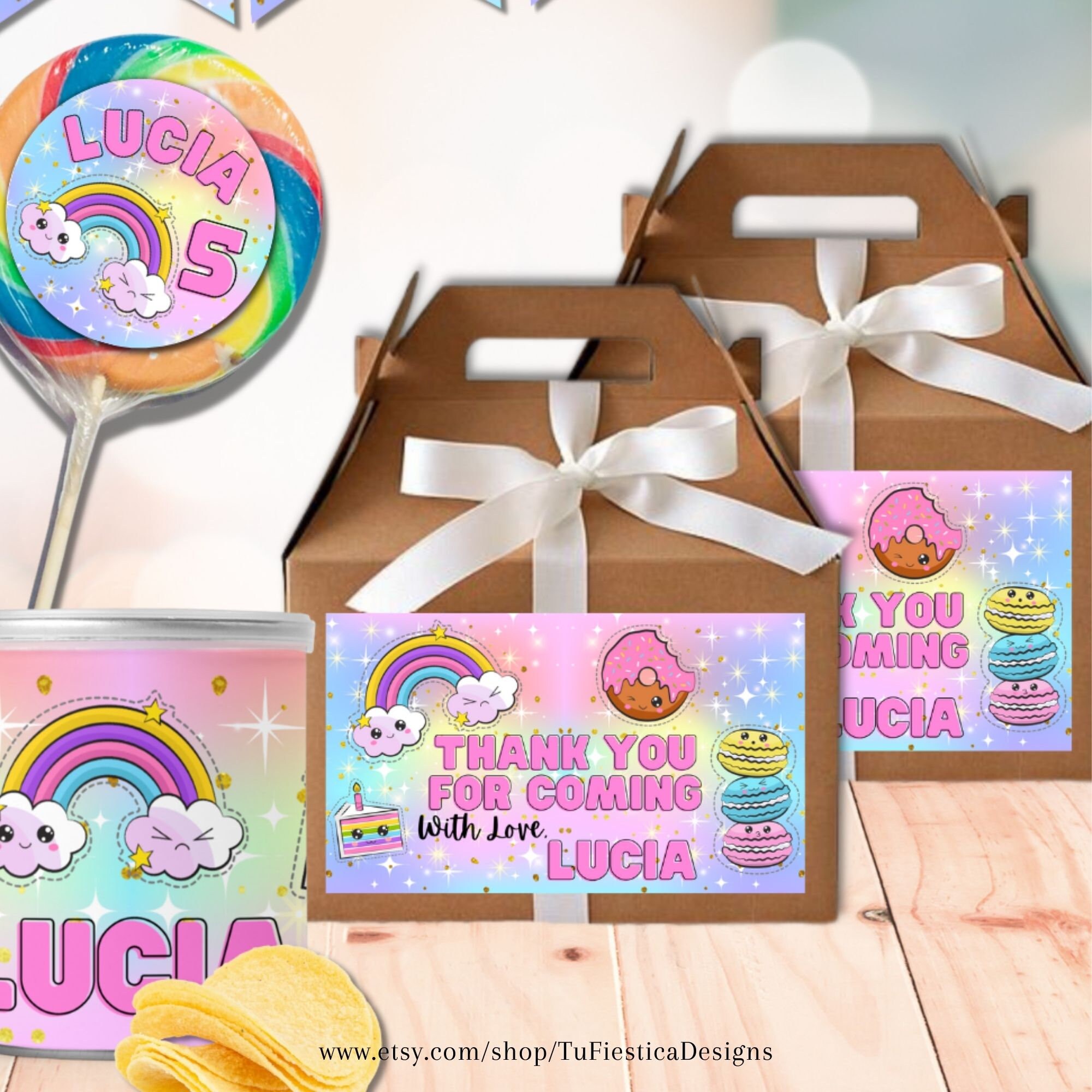 Personalize Kawaii Party Printables / Cute Rainbow Birthday Party ...