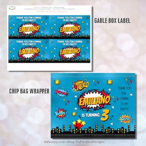Superhero Comic Party Printables / Pop up Bundle Kit Banner Labels ...
