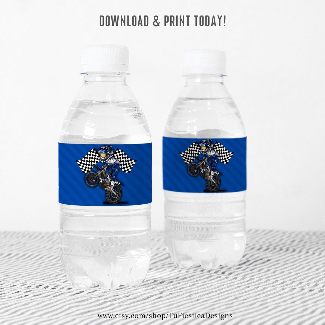 Motocross Water Bottle Labels Printable | Dirt Bike Party Decor ...