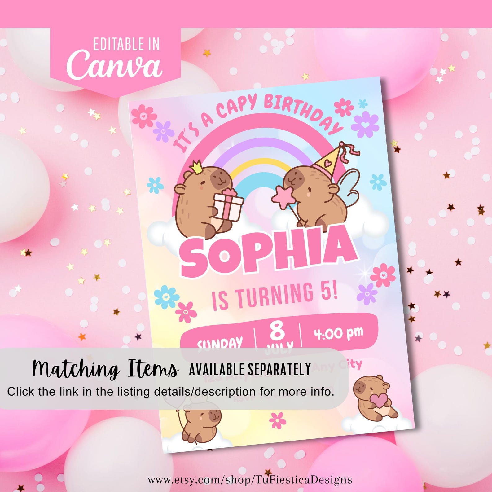 Editable Capybara Birthday Banner Printable | Carpincho Party Decor ...