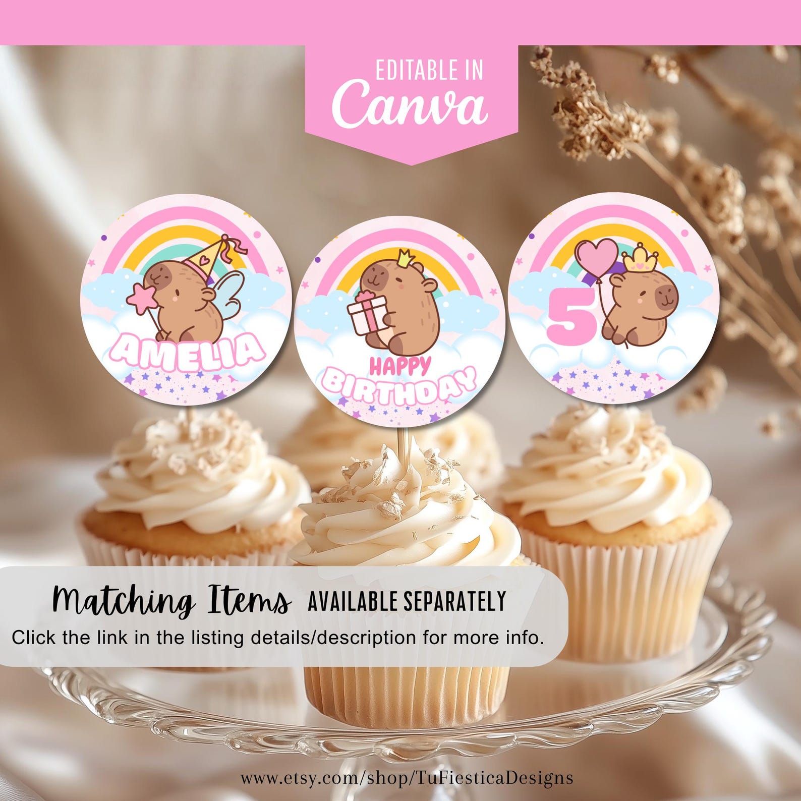 Editable Capybara Gable Box Favor Label | Carpincho Birthday Party ...