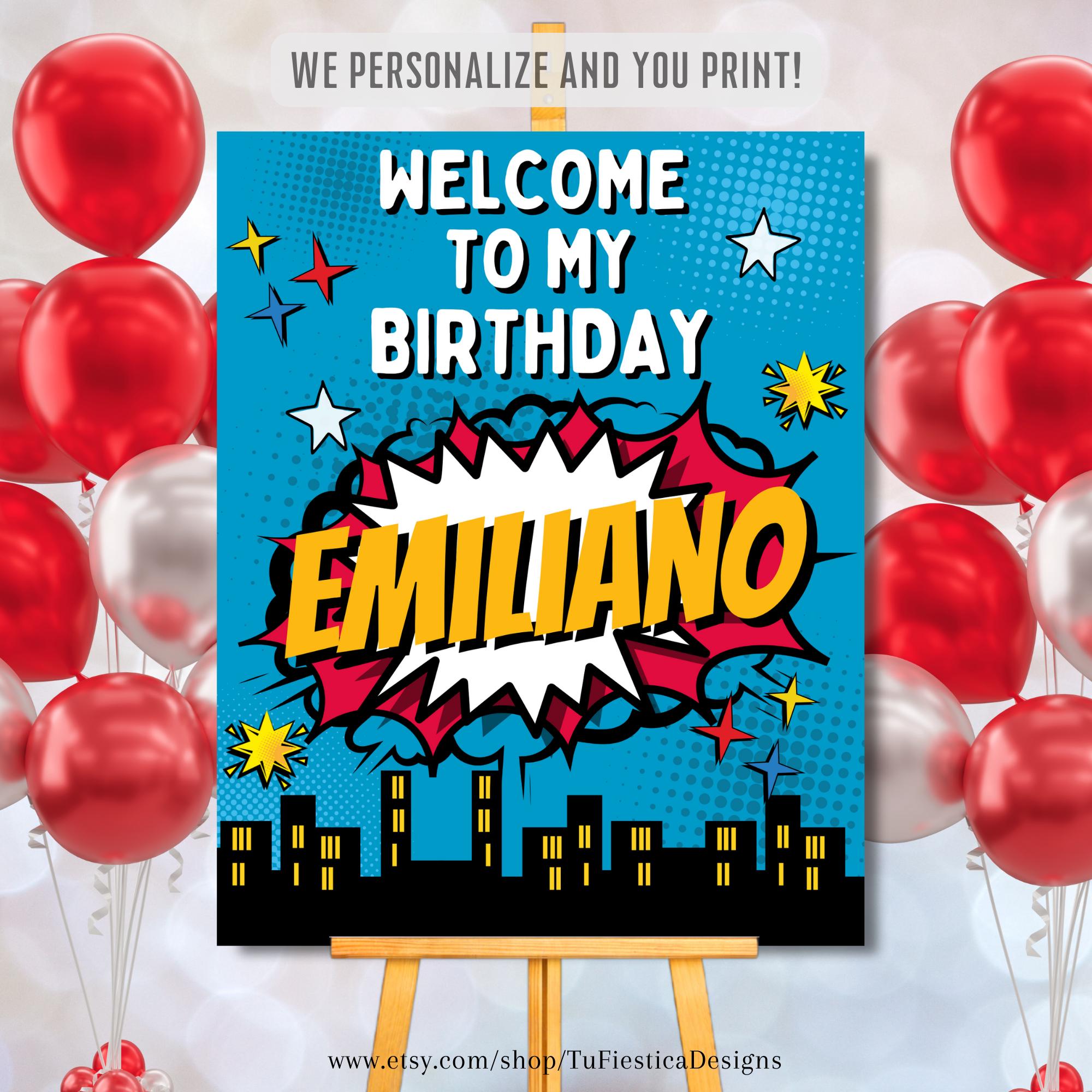 Superhero Comic Welcome Sign | Personalized Name | Printable Poster for ...