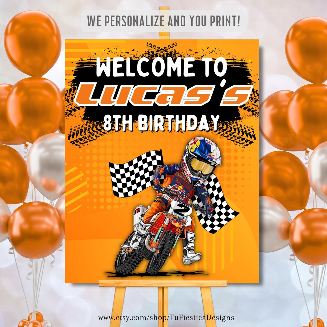Motocross Welcome Sign | Dirt Bike Birthday Poster | Personalized Name ...