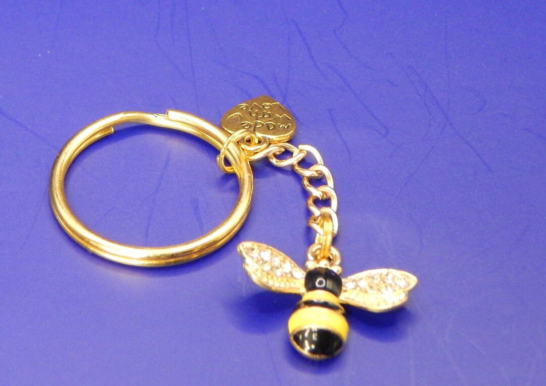 Honey Bee Charm Keyring | AJ Honey Farms LLC | Kansas-made | Gold-tone ...