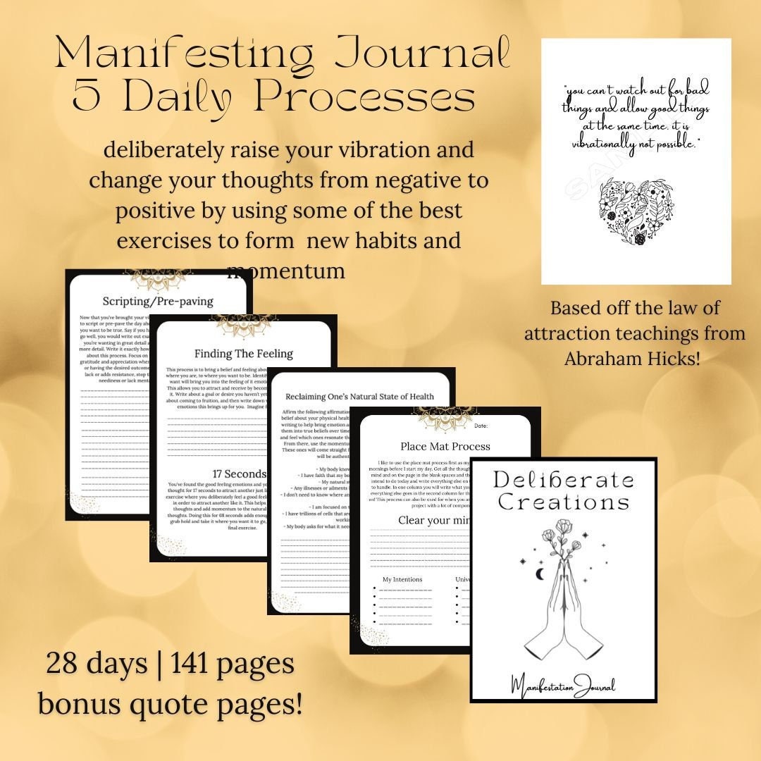 Printable Manifestation Journal Law of Attraction Exercises to Raise ...