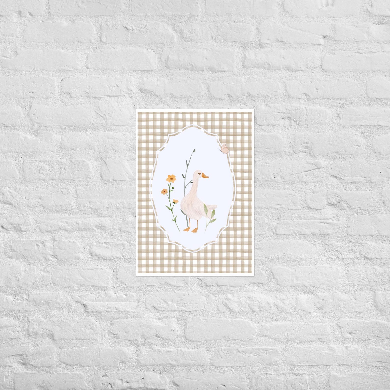 Farmhouse Vintage Cute Floral Goose Art Print Poster - PHYSICAL PRODUCT ...