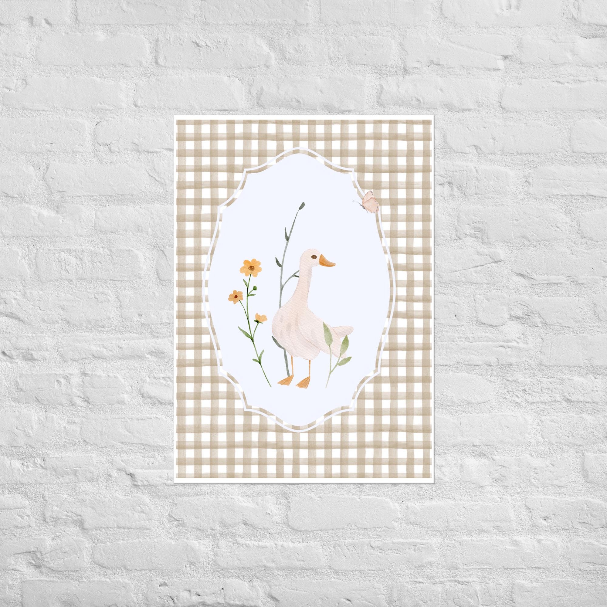 Farmhouse Vintage Cute Floral Goose Art Print Poster PHYSICAL PRODUCT ...