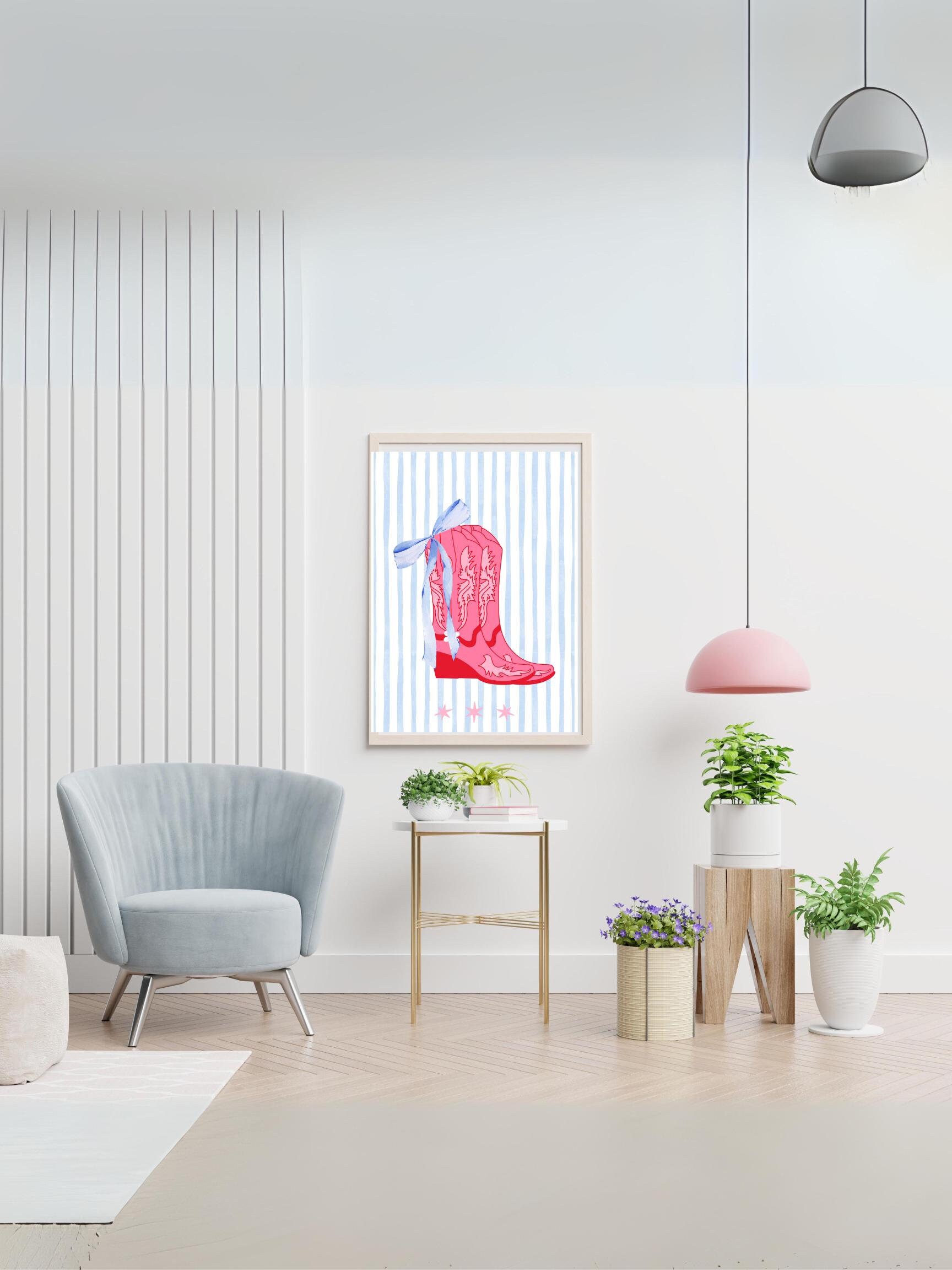 Pink Cowgirl Boots Digital Art Print Bundle- Printable Wall Art - Boho ...