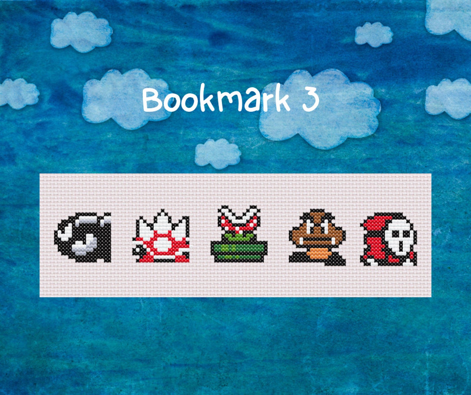 Mario Bookmark Cross Stitch Patterns | Beginner Cross Stitch Pattern ...