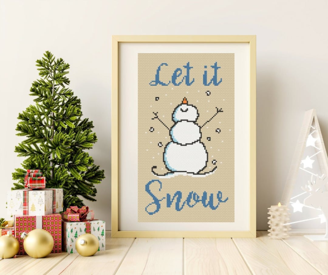 Let It Snow Snowman Cross Stitch Pattern | Instant Digital Download PDF ...