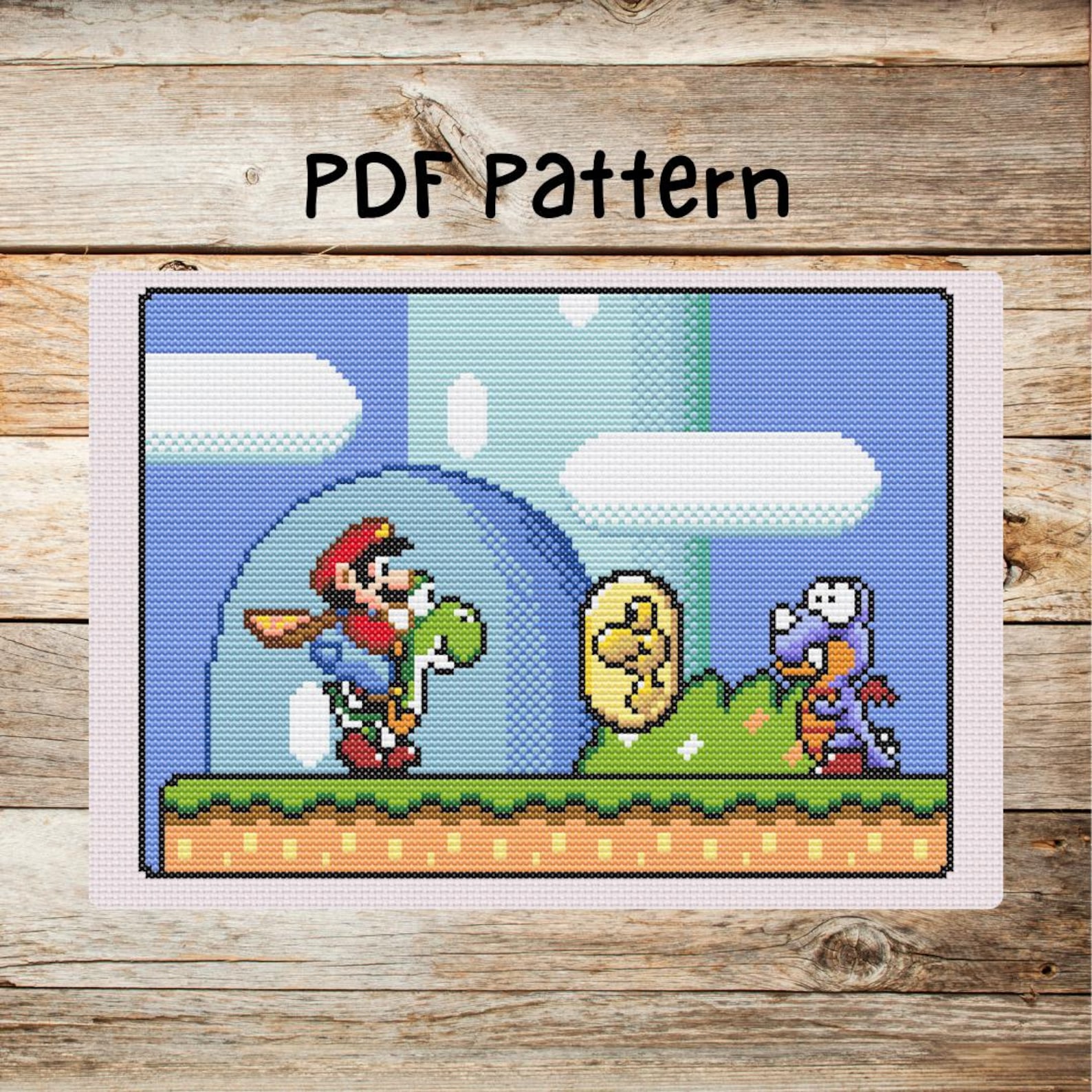 Mario and Yoshi Cross Stitch Pattern: Video Game Design (instant PDF ...