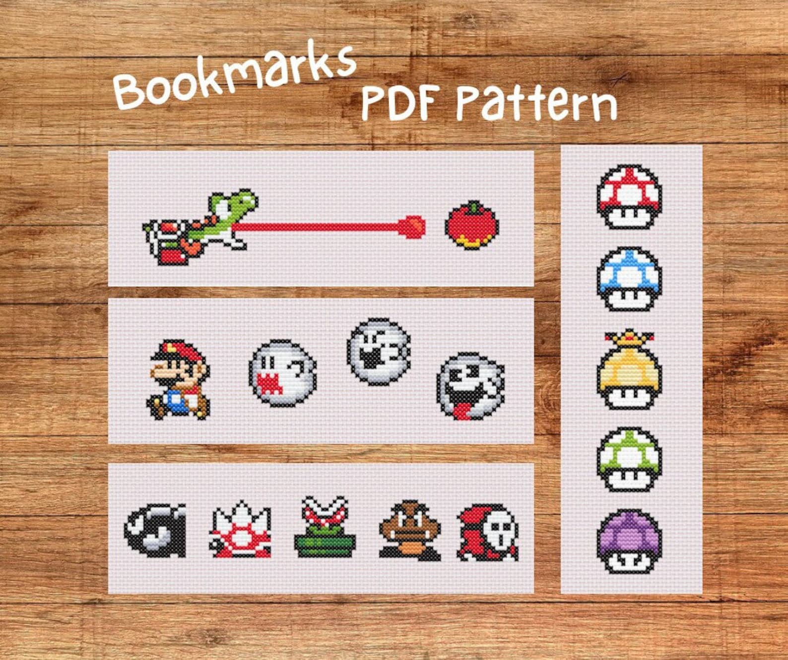 Mario Bookmark Cross Stitch Patterns | Beginner Cross Stitch Pattern ...
