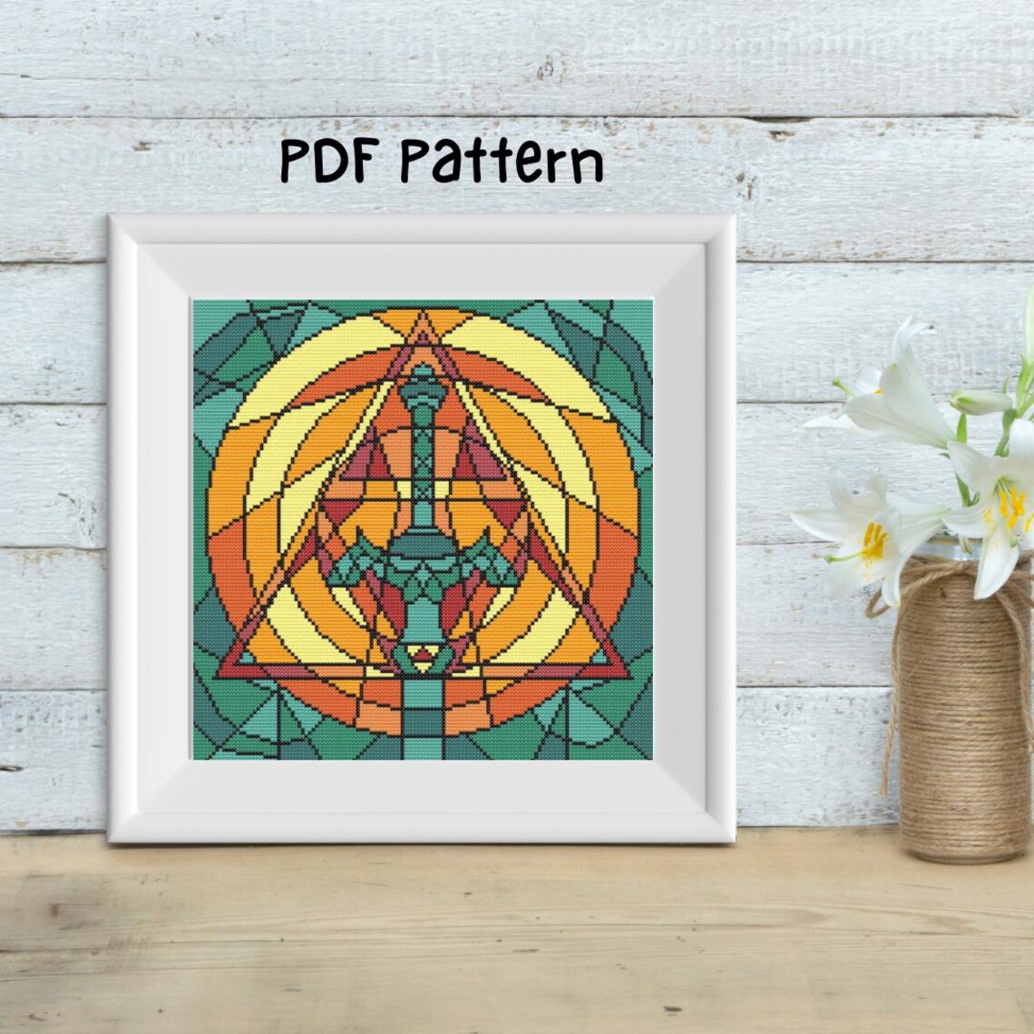 Stained Glass Master Sword Cross Stitch Pattern | Zelda Inspired Cross ...