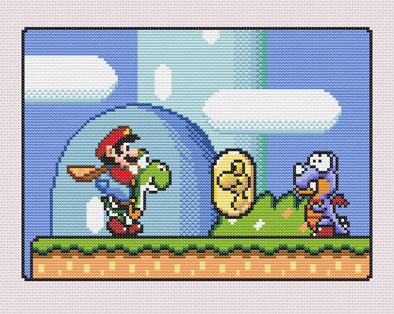 Mario and Yoshi Cross Stitch Pattern: Video Game Design (instant PDF ...