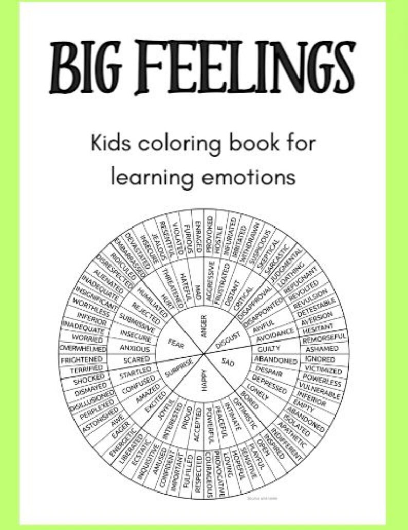 Big Feelings Kids Coloring Book for Learning Emotions - Etsy
