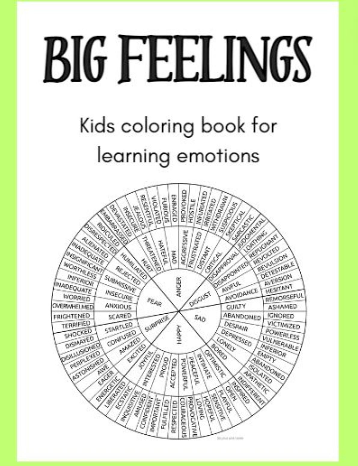 Big Feelings - Kids Coloring Book for Learning Emotions - Etsy
