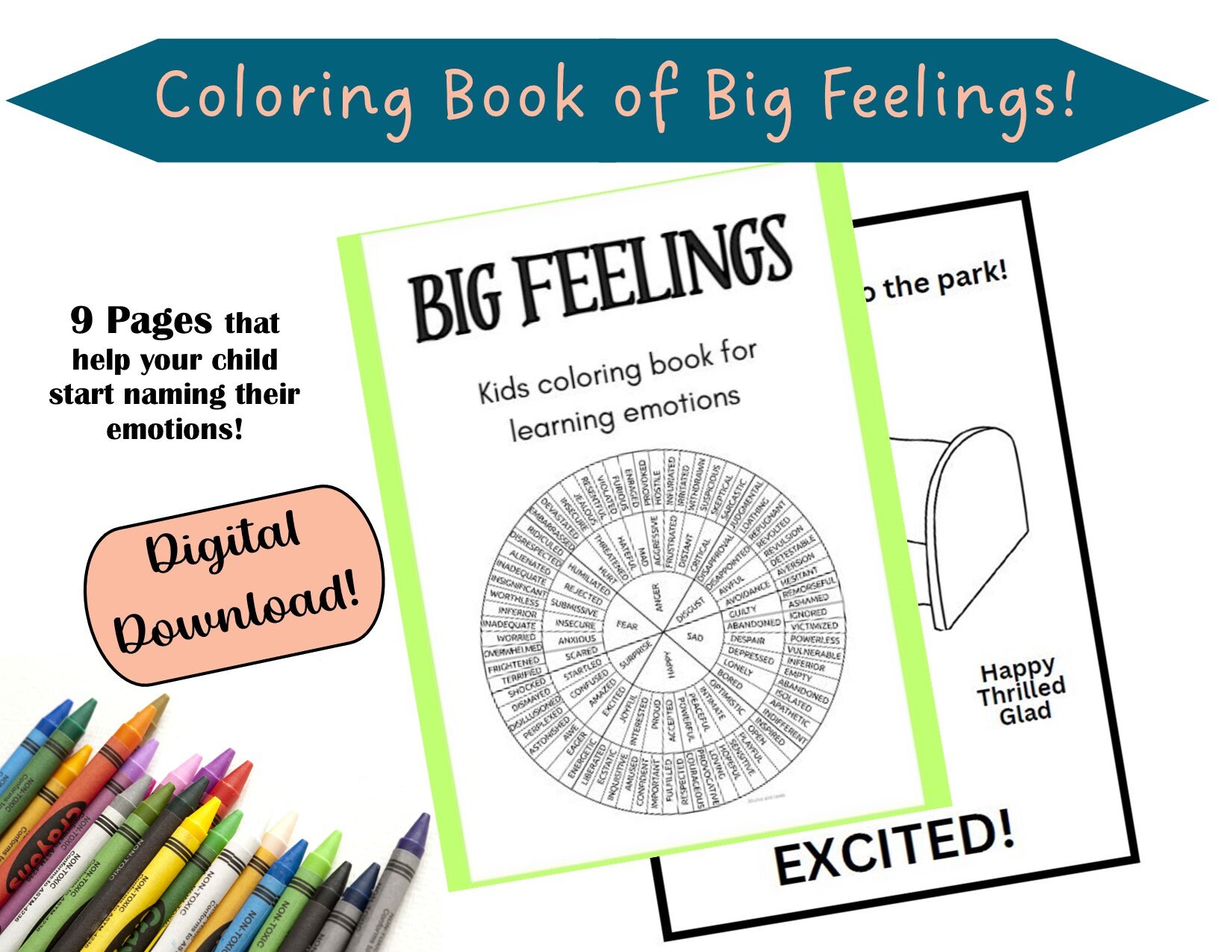 Big Feelings Kids Coloring Book for Learning Emotions - Etsy
