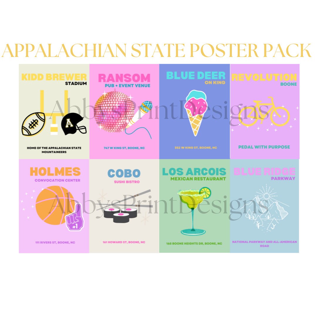 Preppy App State Wall Prints | SET OF 8 - Etsy