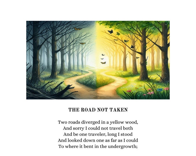 The Road Not Taken Poem by Robert Frost Digital Print Printable Gift ...
