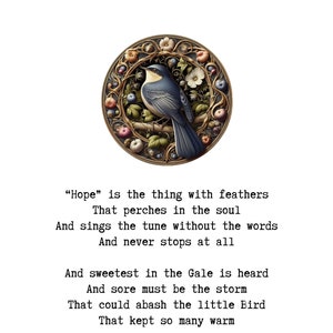 Hope is the Thing With Feathers Print, Emily Dickinson Wall Art, Gift ...